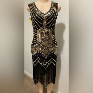 Vintage | Dresses | Vintage Art Deco 9s Does 20s Sequin Beaded Dress ...